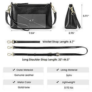 Kattee Leather Crossbody Bags for Women Trendy, Small Shoulder Purses and Handbags, Wristlet Clutch Wallet with 2 Straps