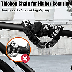 Titanker Bike Chain Lock, Bike Locks Security Anti-Theft Resettable Combination Bicycle Chain Lock 3.3 Feet Bike Locks for Bike, Motorcycle, Bicycle, Door, Gate, Fence, Grill (8mm Thick Chain)