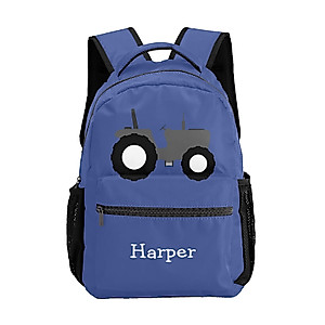 Liveweike Tractor Icon Personalized Kids Backpack with Name Teen Girl Boy Primary School Travel Bag