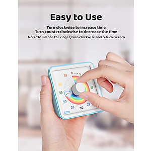 LIORQUE 60 Minute Visual Timer for Kids, Visual Countdown Timer for Classroom Office Kitchen with 'Rainbow' Pattern Design, Pomodoro Timer with Silent Operation (Batteries Included)