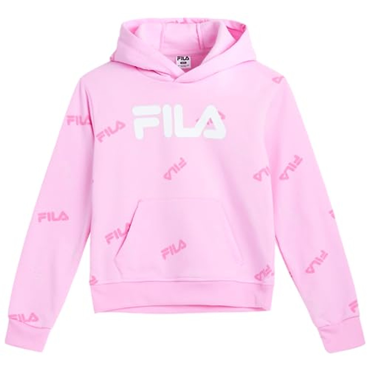 Fila Girls' Active Sweatsuit Set - 2 Piece Performance Fleece Hoodie Sweatshirt and Jogger Sweatpants - Activewear Set, 7-12, Size 7-8, Pink