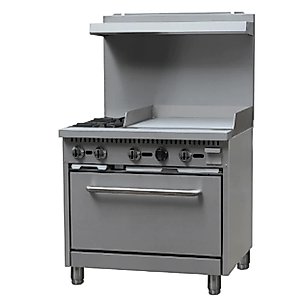 Adcraft BDGR-3624G/NG Black Diamond 36" Range with Griddle, 130,000 BTU, Natural Gas