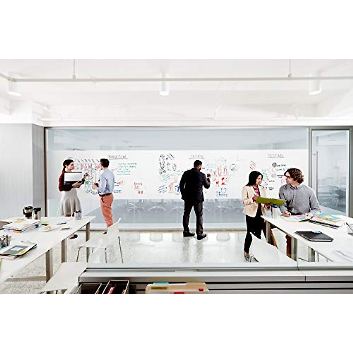 Post-it Dry Erase Whiteboard Film Surface for Walls, Doors, Tables, Chalkboards, Whiteboards, and More, Removable, Stain-Proof, Easy Installation, 6 ft x 4 ft Roll (DEF6X4)