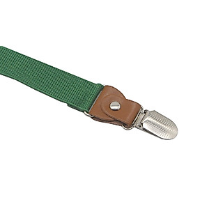 Doloise Suspenders Men&Women Bowtie Set X Back Suspender For Wedding&Formal Events with 1 Inch Wide Elastic Braces (Green)