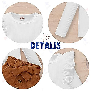 Toddler Baby Girl Fall Winter Clothes Long Sleeve Ruffle Shirt Corduroy Mini Skirt Infant Girl A-line Dress Clothing