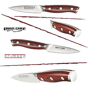 Ergo Chef Crimson Series Paring Knife 3.5-Inch - Forged High Carbon X50CrMoV15 German Stainless Steel with G10 Handles