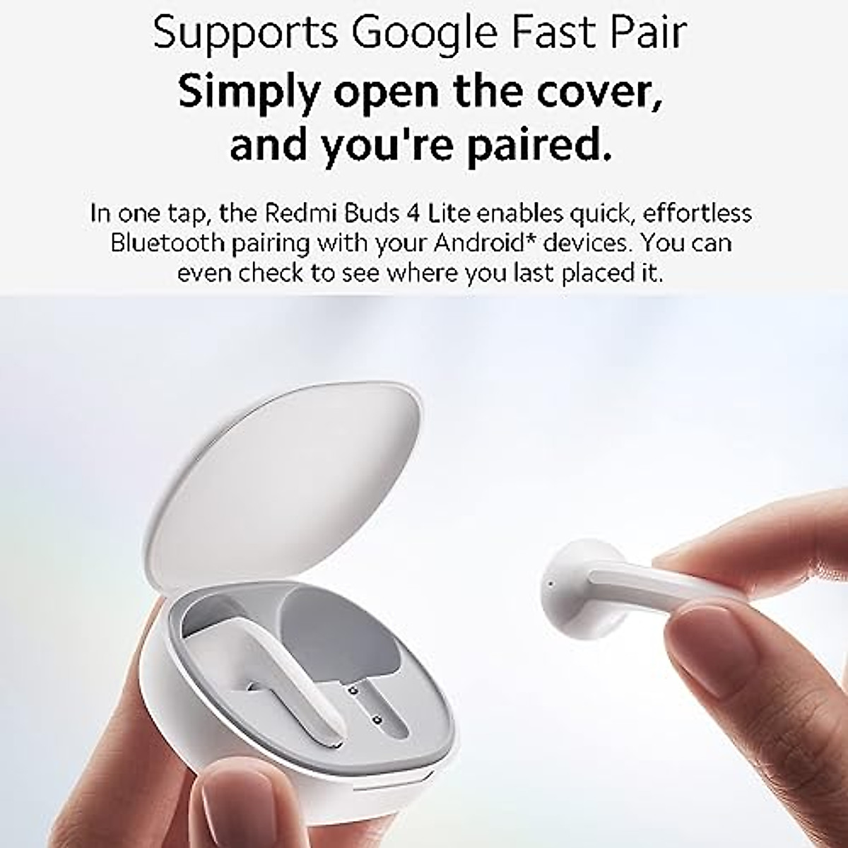 Xiaomi Redmi Buds 4 Lite TWS Wireless Earbuds, Bluetooth 5.3 Low-Latency Game Headset with AI Call Noise Cancelling, IP54 Waterproof, 20H Playtime, Lightweight Comfort Fit Headphones, White