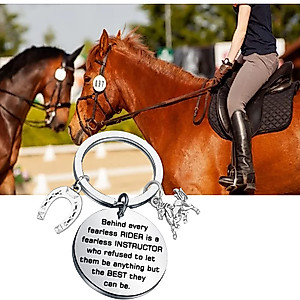 BAUNA Riding Instructor Thank You Key Ring Behind every Fearless Rider is a Fearless Instructor Horse Coach Gift (Horse Instructor Keychain)
