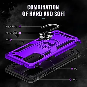 Androgate Moto G Stylus 2022 4G Case - Military-Grade Metal Ring Kickstand, 15ft Drop Tested, Shockproof with HD Screen Protector, Purple