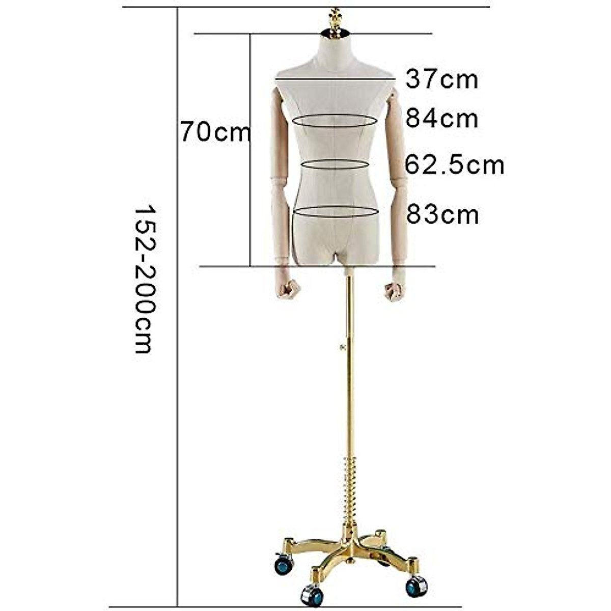 Tailors Dummy Mannequins Female Tailors Dummy Mannequin Dressmakers Dummies Fashion Students Display Bust Torso Wood Arm Adjustable for Clothing Display Stand Dressform Mannequin