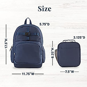 Let's Make Memories Navy Backpack Collection - Personalized Back to School Supplies - Book Bag with Lunchbox - Stripes Design