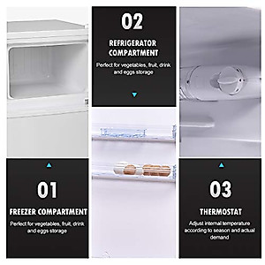 GOFLAME Compact Refrigerator, 3.4 cu. ft. Mini Cooler Fridge with Removable Glass Shelves, Adjustable Thermostat, Freestanding Fridge with Top Door Freezer for Dorm, Office, Apartment Use (White)