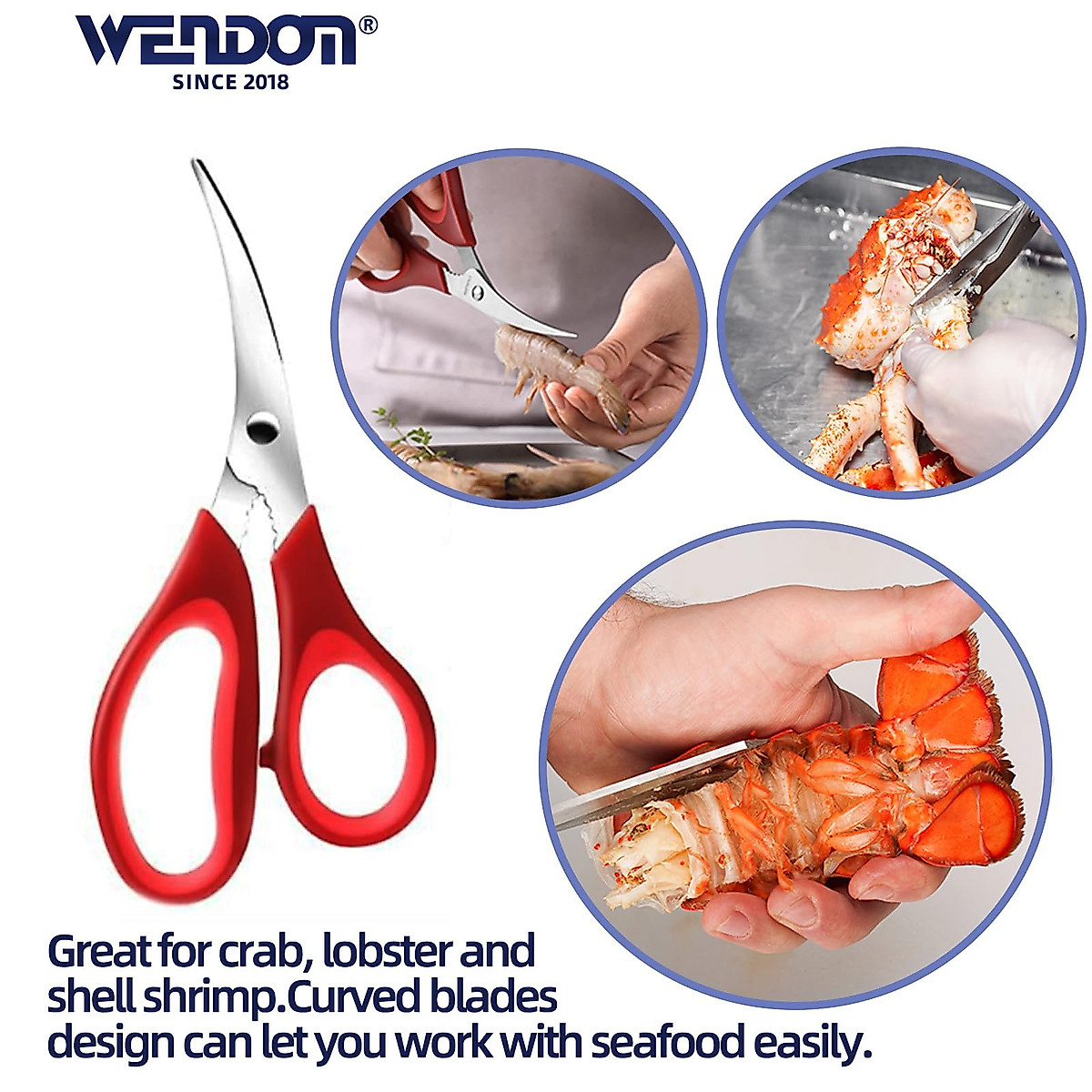WENDOM Crab Crackers and Tools set of 2, 9Pcs Lobster Crackers and Picks Set Stainless Steel, Nut Crackers for Crab Legs,Seafood Scissors, Storage Bag