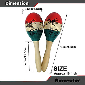 Amavoler MARACAS,Wood Rumba Shakers Rattle Hand Percussion of Sand of the Hammer Great Musical Instrument with Salsa Rhythm For Party Games Live Performances Concert Birthday Parties ktv(colorful)