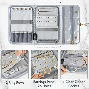 MATEIN Jewelry Travel Organizer for Women, Tangle Free Portable Leather Jewelry Storage Roll Bag Envelope Clutch, Waterproof Lightweight Jewelry Case Holder for Necklaces, Rings, Earrings, Bracelets