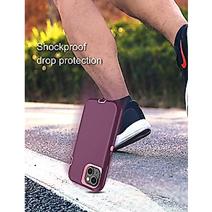 MXX Case for iPhone 13, with Tempered Glass Screen Protector,Camera Lens Protector 3-Layer Full Heavy Duty Body Bumper Cover Shockproof Protection Dustproof, for iPhone 13 6.1" (Plum/Light Pink)