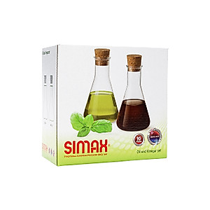 Simax Borosilicate Glass Oil & Vinegar Dispenser Set - 2 x 8 Oz Olive Oil & Vinegar Cruet with Cork Top