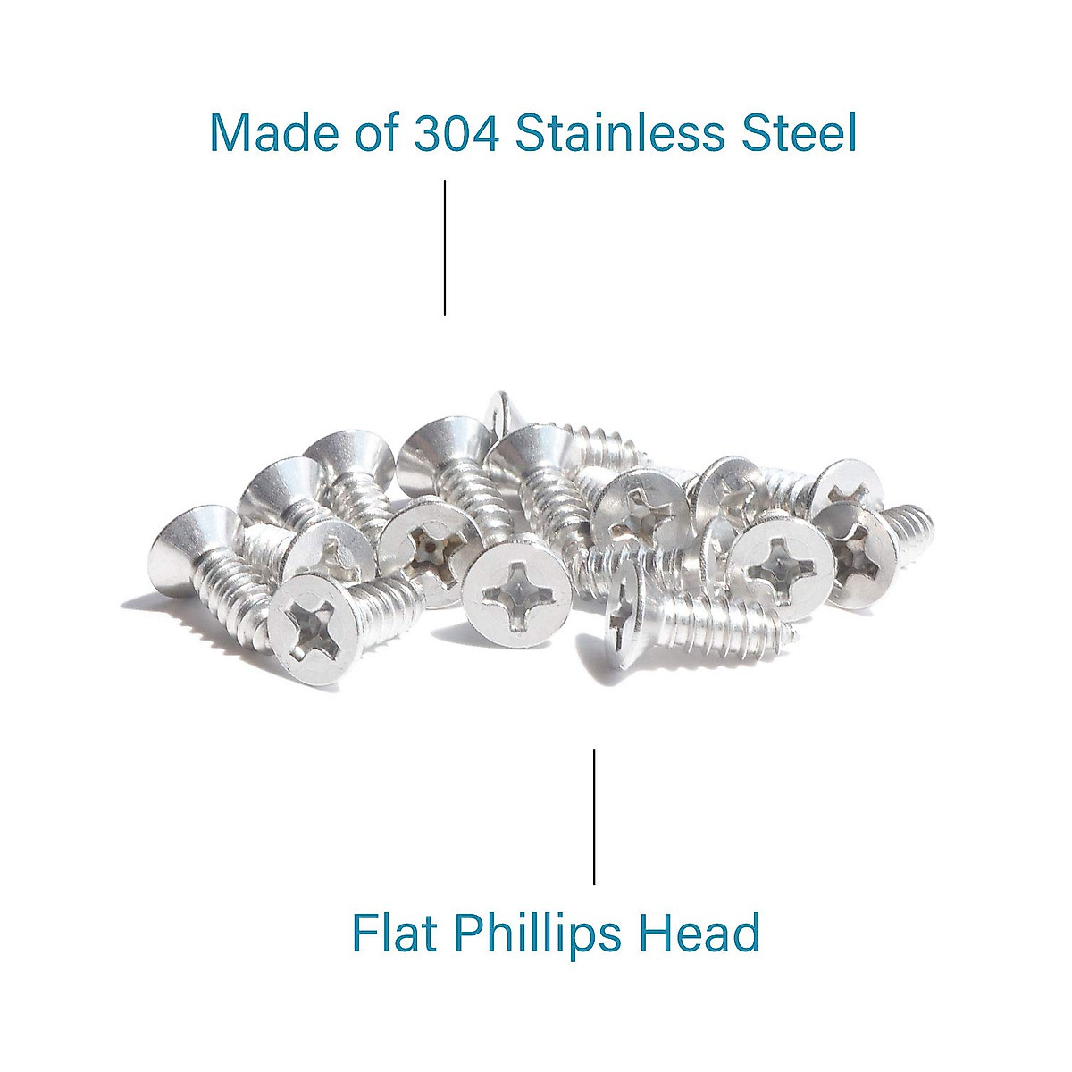 IMScrews 25pcs #12 x 3/4" (19mm) Stainless Flat Head Phillips Wood Screws 18-8 (304) Stainless Steel Countersunk Self Tapping Screws