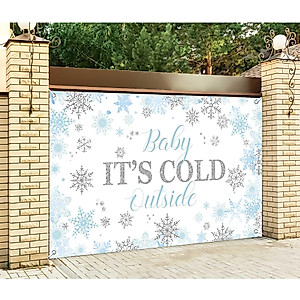 Felortte 71" x 43" Polyester Winter Baby Shower Backdrop Winter Wonderland Blue Snows Baby It's Cold Outside Photography Background for Newborn 1st Birthday Party Decorations PhotoBooth Props