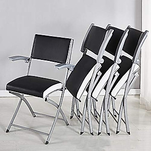 Mlaea Foldable Office Chairs, Executive Computer Desk Chair with Backrest, Dining Bedroom Living Room Chair, 42 * 40 * 95CM(Color:Black)