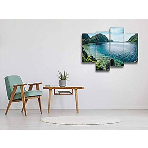 El Nido, Philippines Canvas Wall Art Hanging Paintings Modern Artwork Abstract Picture Prints Home Decoration Gift Unique Designed Framed 4 Panel