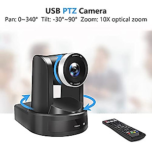 iTOPVIS PTZ Conference Room Camera – 10X Optical Zoom Full HD 1080P USB Conference Webcam for IP Live Streaming, Broadcast Conferences and Education Events (V210U2)