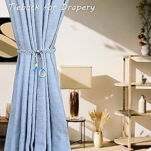 PEDOBO Magnetic Curtain Tiebacks, 2 Pack Crystal Beaded Sun & Moon Pendants Curtain Sheer/Drapery Holdbacks, Beaded Curtain Ties for Window Home Decor (Crystal AB)