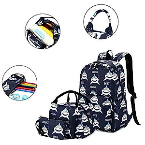 abshoo Cute Lightweight Shark Backpacks boys School Bags Kids Bookbags (B1 Shark Navy1)