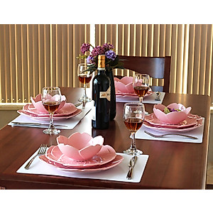 Jusalpha 4 Packs- Large 16.5 OZ Cherry Blossom Series Porcelain Serving Bowls, Cereal Bowls, Soup Bowls, Salad Bowl, Cereal, Pasta, Desserts and Daily Use - Bowl 005 (Pink)