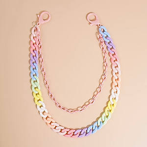 Wiwpar Colorful Acrylic Jean Chains Wallet Pocket Chains Rainbow Jean Pants Chain Keychain Body Chain for Women and Girls (Pink)
