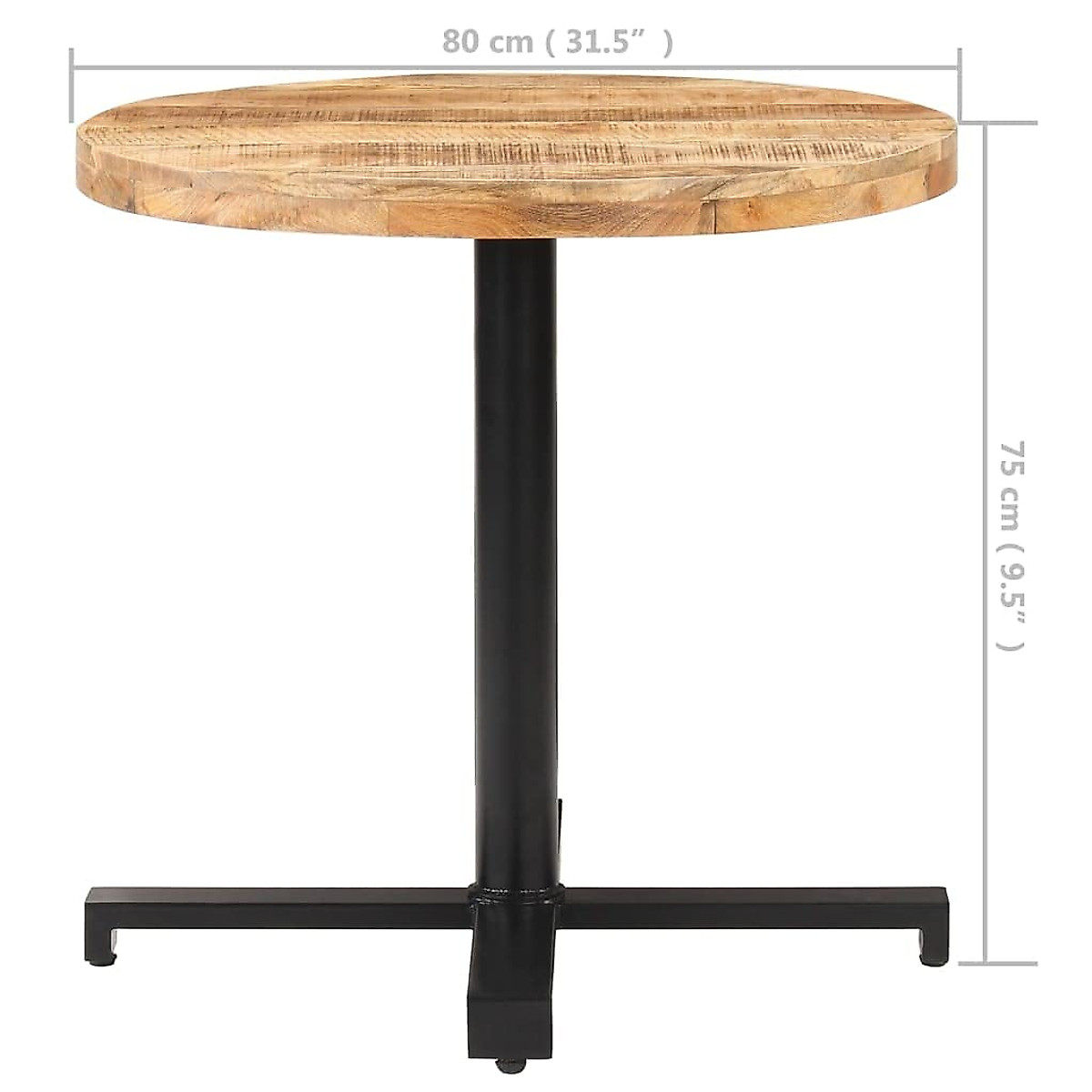 YPWRENH Adjustable Swivel Table Bistro Table Round Ø31.5"x29.5" Rough Mango Wood for Dining Room, Kitchen or Living Room