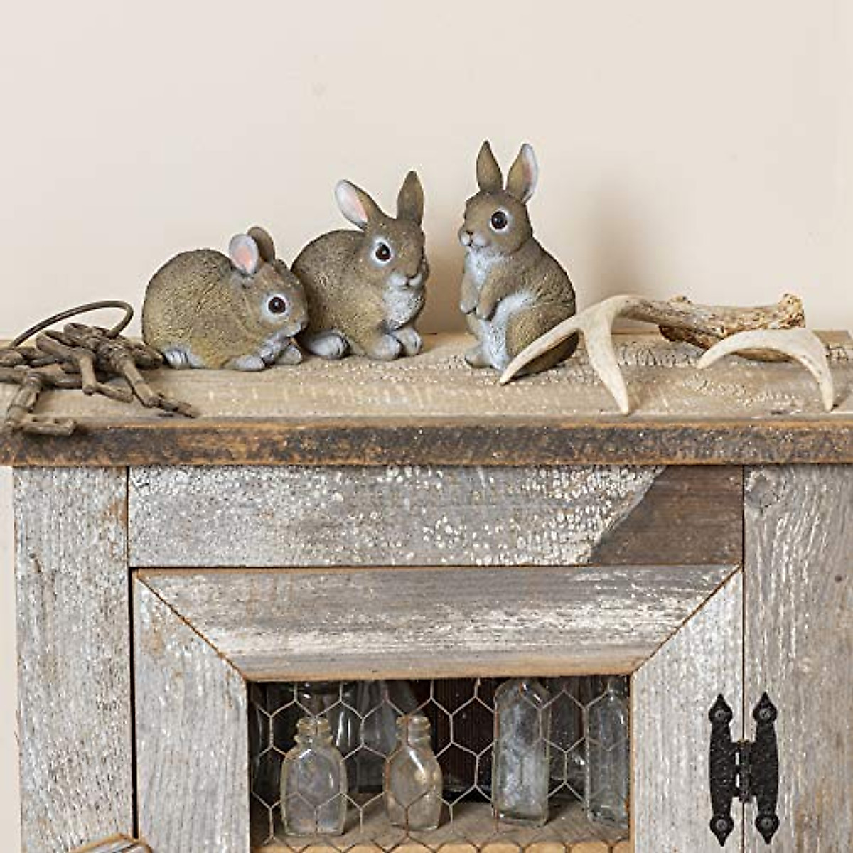 Besti Bunny Statue Yard Garden Decorations (3 Bunnies) | Cute Rabbits Look Great in Any Outdoor Living Space | Small Bunnies Can Also Be Used for Kitchen & Table Decor | 2-7/8 x 4 x 4-1/4 Inches