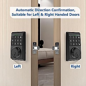 Keyless Entry Door Lock with Keypad, Electronic Smart Lock, Keyless Door Lock with 2 Keys, Electronic Keypad Deadbolt, Door Locks with Keypads, 103 Codes, Auto Lock, Easy Installation, Black