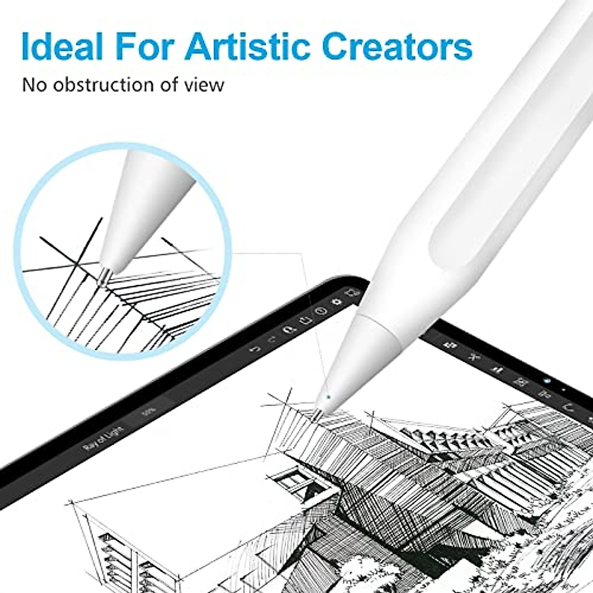 Digiroot Upgraded Replacement Tip for Apple Pencil 1st/2nd Generation&Logitech Crayon, 0.72mm No Wear Out Fine Point Precise Control Pen Like Nibs for iPad Pro/Air/Mini Pencil-2 Pack