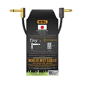 WORLDS BEST CABLES 18 Inch – Pedal, Effects, Patch, Instrument Cable Custom Made Using Mogami 2319 Wire & Eminence Tiny Gold-Plated Angled TS Connectors