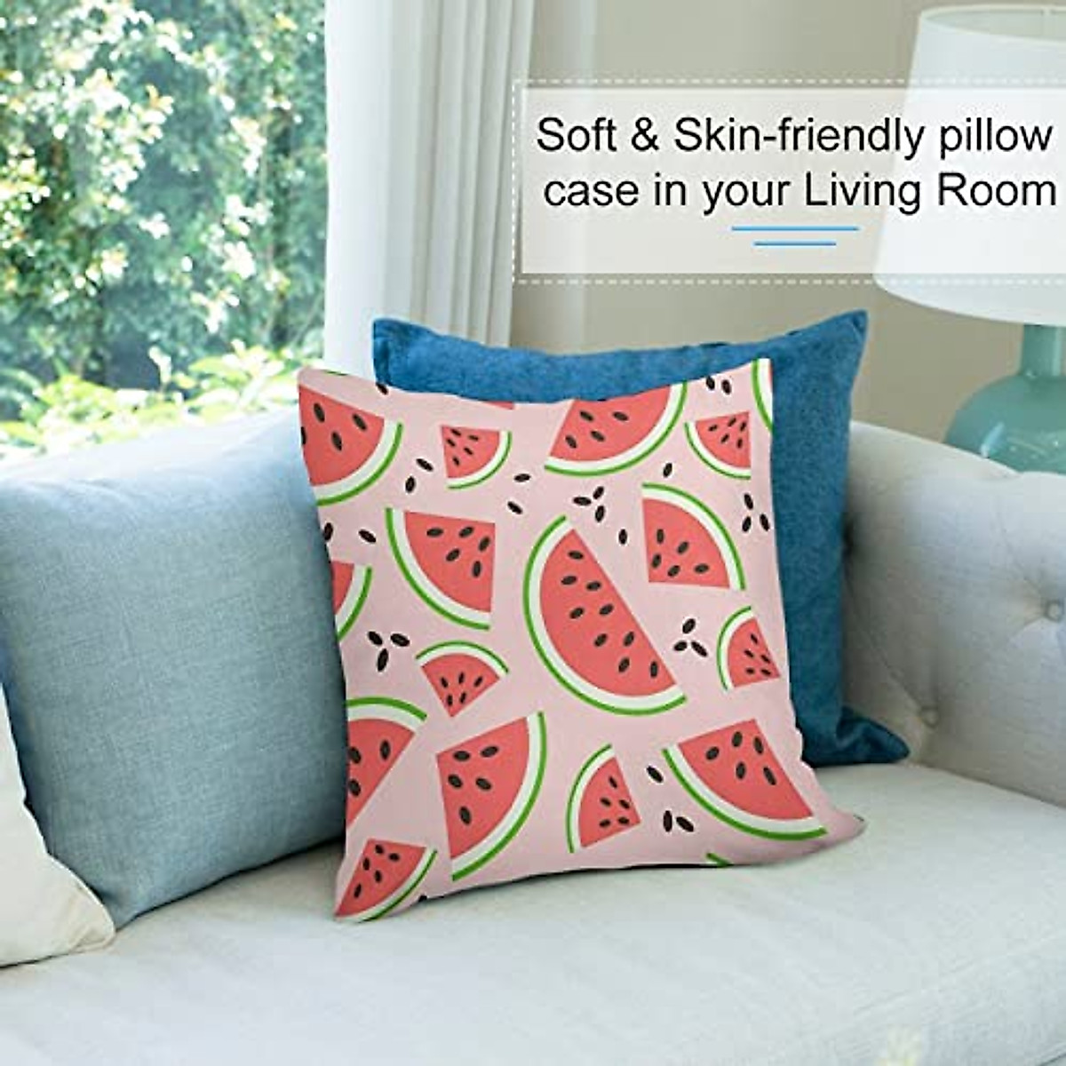 DMIPIRLS Outdoor Pillow Cases for Sofa Soft Set of 1 Pillowcases,Stylish Pink Watermelon White 26x26 Inches