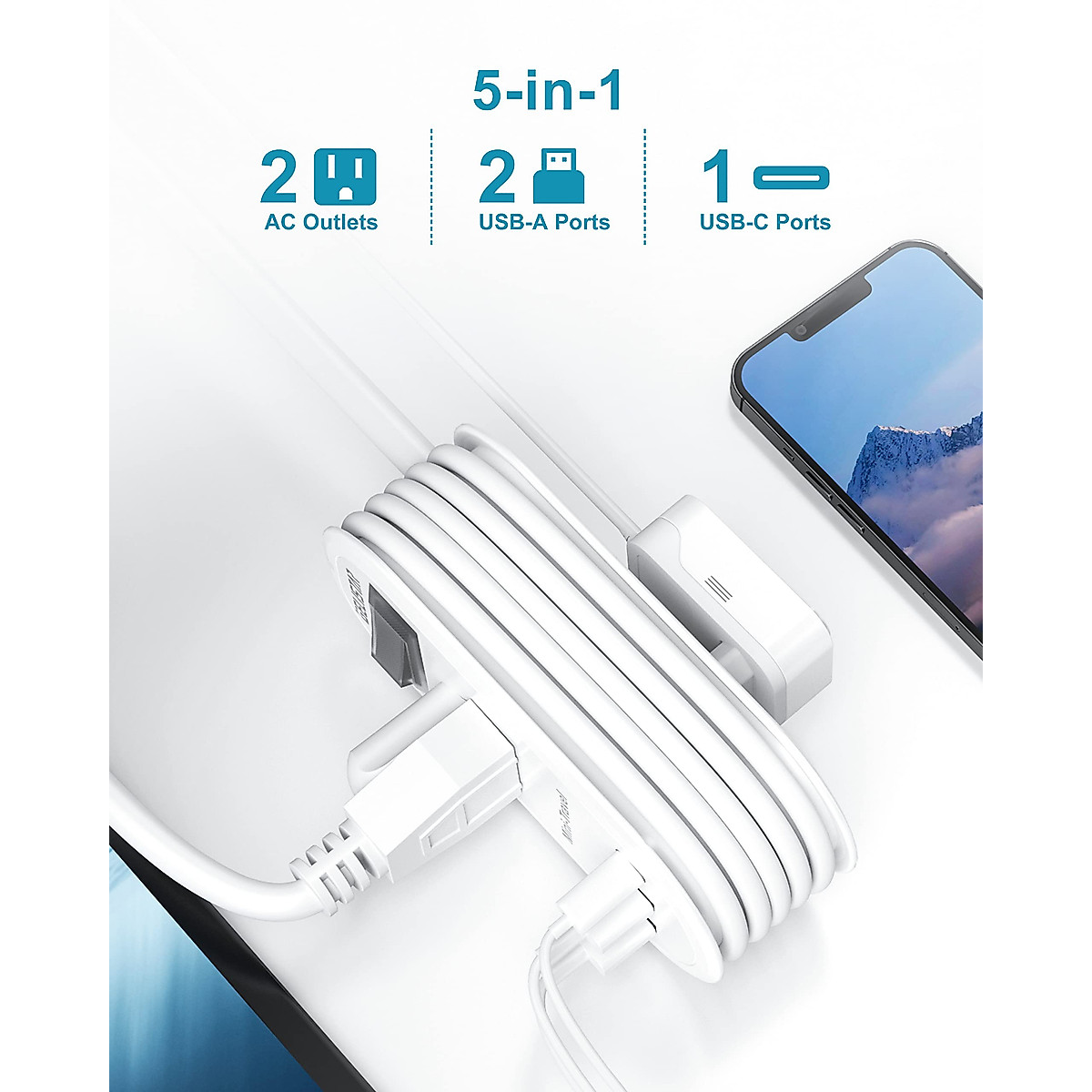 Travel Power Strip with USB Outlet,Travel Small Surge Protector Power Strip with 4ft Around Extension Cord 2 Outlets 2 USB Ports 1 USB C Outlet, Essentials for Travel Office Desk Cruise Vacation