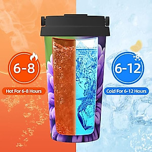 WANGXUEE Purple Lavender flower Print 500ml Stainless Steel Travel Tumbler Double Wall Vacuum Insulated Coffee Mug