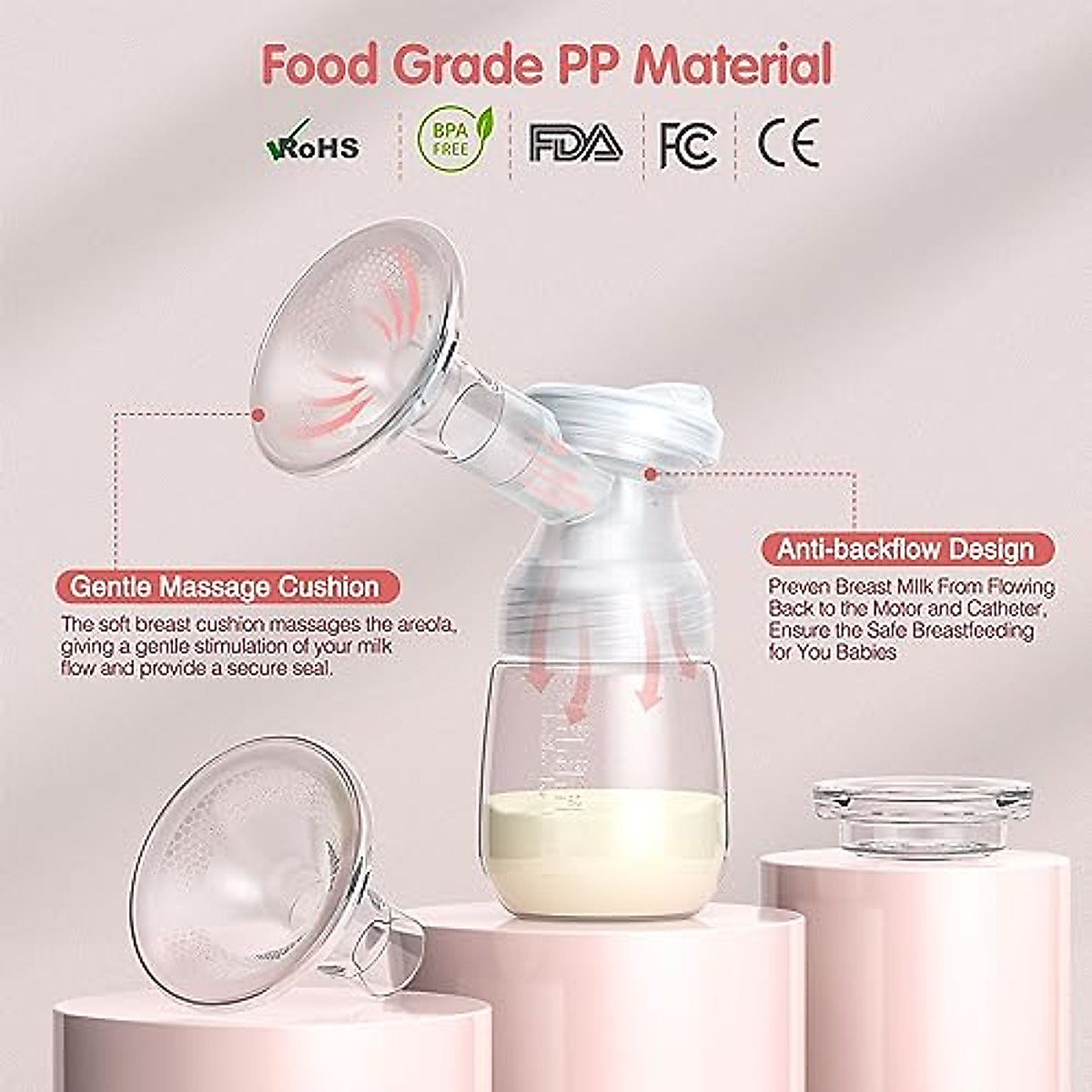 Breast Pump, BabyKing Electric Breast Pump with 3 Modes & 15 Levels, Pain Free Strong Suction Power, Ultra-Quiet Rechargeable for Travel & Home