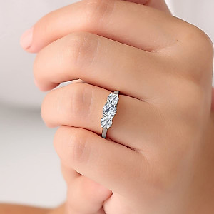 FRIENDLY DIAMONDS 1/2 Carat | 925 Sterling Silver | IGI Certified Lab Grown Solitaire 3 Stone Diamond Ring Prong Setting | Brilliant-Cut Round Shape Diamond | G-H Color, SI1 Clarity