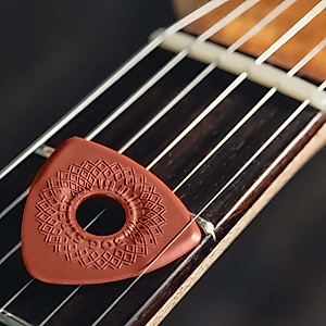 Bog Street AXE CUT Guitar Picks, Medium, Electric Guitar and Acoustic Guitar Picks, Red (6-Pack)