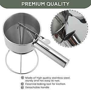 AMGSH Stainless Steel Pancake Batter Dispenser, Piston Funnel Dispenser with Stand Detachable Handle for Takoyaki Baking Cake Desserts (600ML/20OZ)