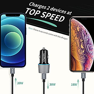 Dual USB Car Charger Adapter, Cluvox 20W Fast Charge Car Charger Compatible for iPhone 14/13/12/11 Pro/MAX/XS/XR/8/SE 2020/iPad 8th/Pro/Air 4/Mini, Google Pixel 5/4 XL, Samsung Cigarette USB Charger