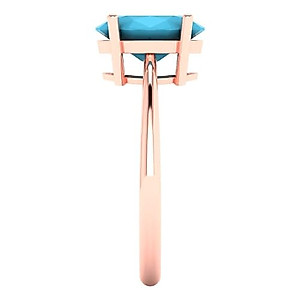 Clara Pucci 2.5ct Oval Cut Solitaire Simulated Turquoise Engagement Wedding Bridal Promise Anniversary Ring 18K Rose Gold Size 6.25
