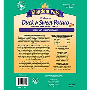 Kingdom Pets Filler Free Duck Jerky & Sweet Potato Twists, Premium Treats for Dogs, 48-Ounce Bag