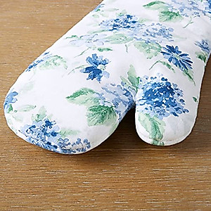 Martha Stewart Amber Floral Oven Mitt & Pot Holder Set 2-Pack, Blue/Green, OM: 7"x13" & PH: 7"x10"