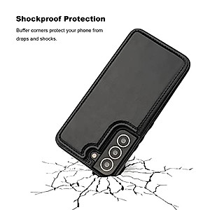 Onetop Compatible with Samsung Galaxy S22 Wallet Case with Card Holder, PU Leather Kickstand Card Slots Case, Double Magnetic Clasp and Durable Shockproof Cover 5G 6.1 Inch(Black)