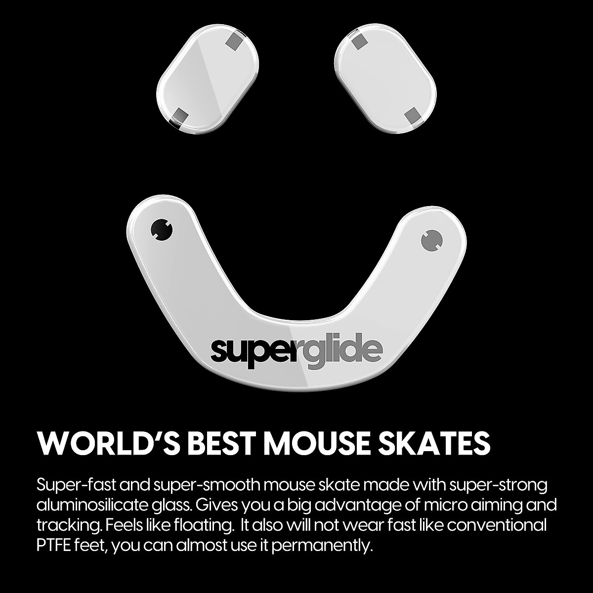 Superglide - Fastest and Smoothest Mouse Feet/Skates Made with Ultra Strong Flawless Glass Super Fast Smooth and Durable Sole for SteelSeries Prime Mini Wired/Wireless [White]