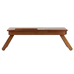Winsome Anderson, Flip Top with Drawer, Foldable Legs Lap Desk, Teak, 25.37x13.78x8.06