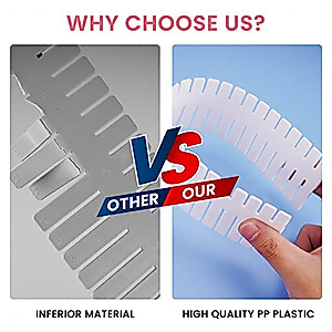 NiHome 8PCS Adjustable Drawer Divider Set, 12.6"x2.75" Flexible Plastic Drawer Organizer Grid for Socks, Underwear, Makeup, Stationary Storage, Home Kitchen Bedroom Dresser Office Desk (White)